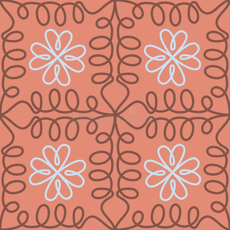 Terracotta Pastel Abstract Plant Curl Seamless Pattern Creative ...