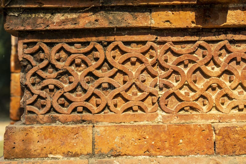 Terracotta Patterns Ancient Stone Carving, Pattern on the Stone Wall of Bagha Shahi Mosque Stock ...