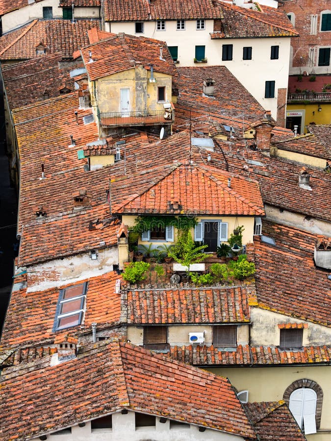 Terracotta Rooftops in Medieval Lucca, Stock Image - Image of houses ...