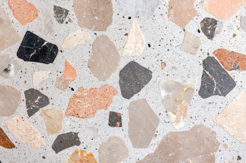 Terracotta Terrazzo Texture Featuring Rose and Beige Pieces on a ...