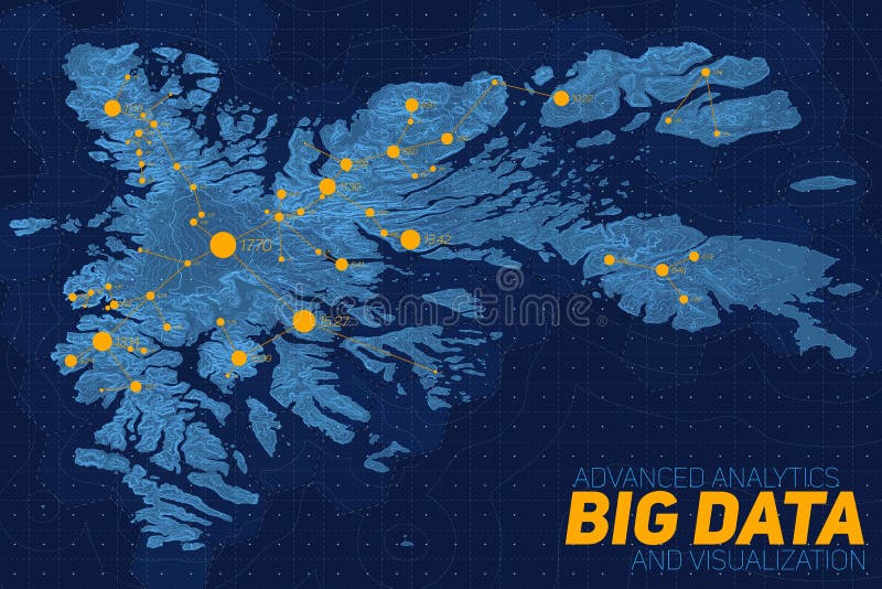 Terrain Big Data Visualization. Futuristic Map Infographic. Complex ...
