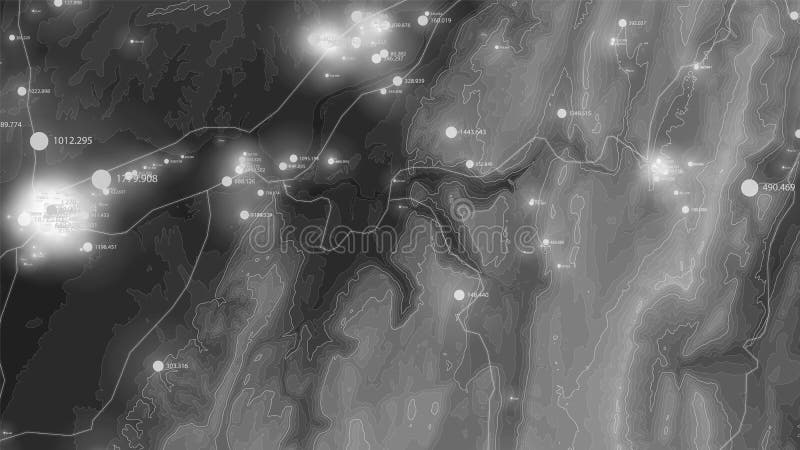 Terrain Big Data Visualization. Futuristic Map Infographic. Complex ...