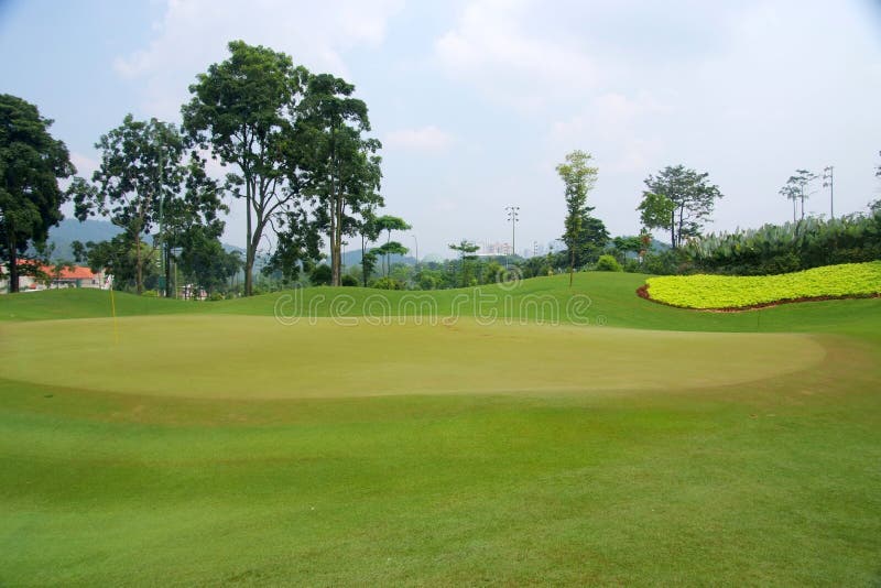 Terrain de golf photo stock. Image of détendez, arbres - 21717470