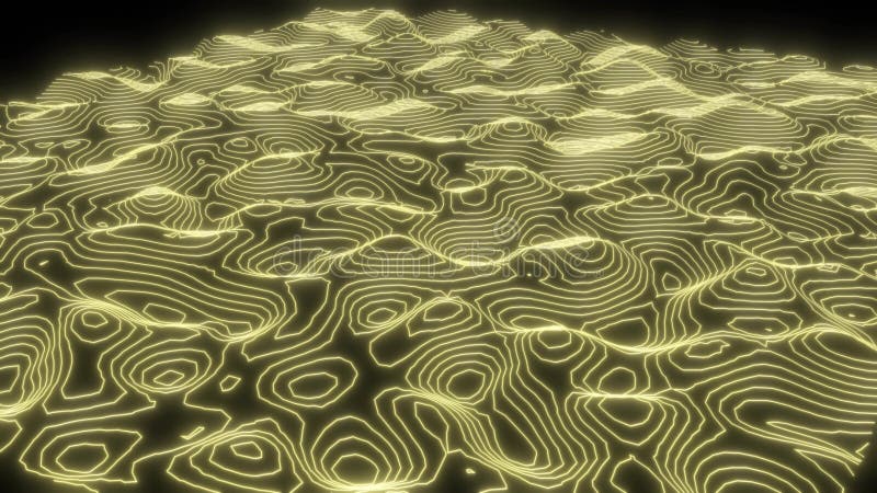 Terrain Map Topology Neon Curve Lines 3d Stock Illustration ...