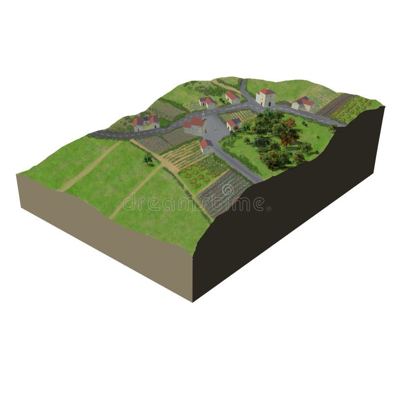 Farmland 3d Model Ecosystem Stock Illustration - Illustration of green ...