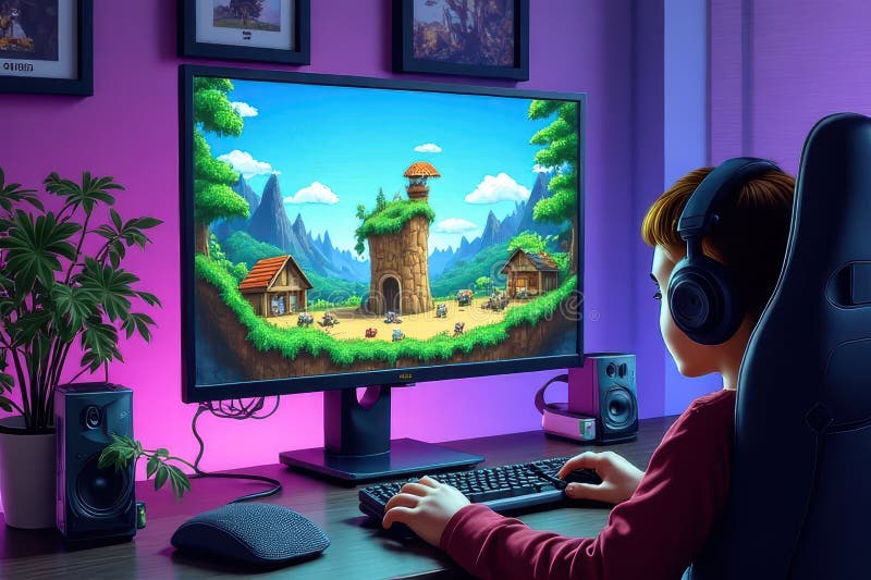 Terraria Server Setup with Custom Gameplay Scene Stock Illustration ...