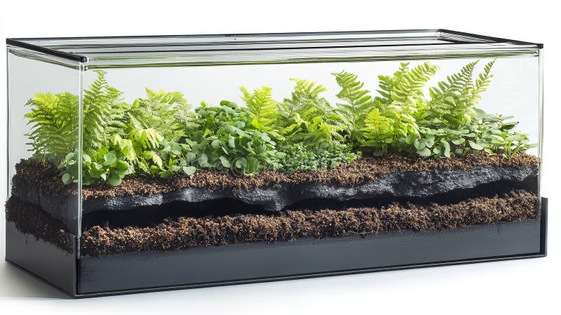 Layered Terrarium in a Glass Jar with Green Moss, Pebbles, and Plants ...