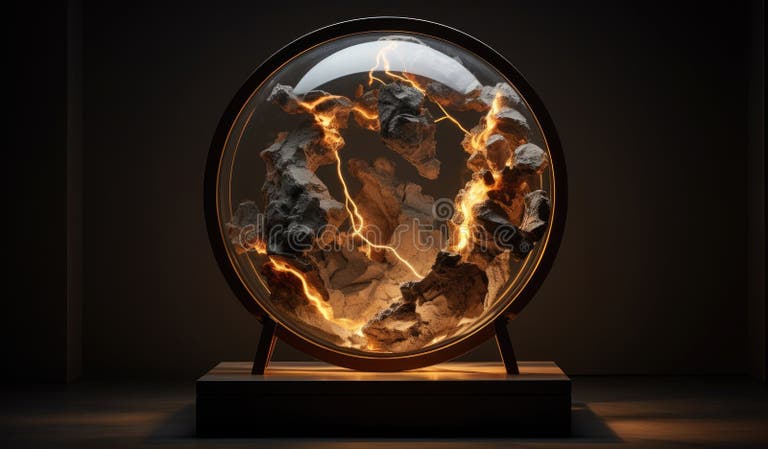 Terrarium Lighting Image in Sphere Stock Photo - Image of floral, cacti ...