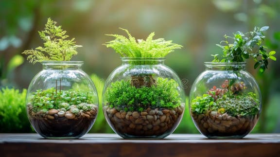 Terrarium Trio Display stock illustration. Illustration of gardening ...
