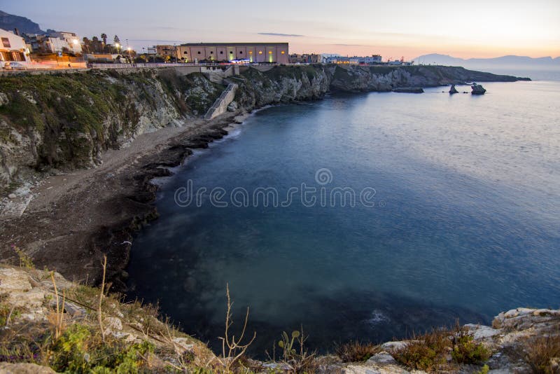 Sunset in Terrasini, Sicily Stock Image - Image of terrasini, praiola ...