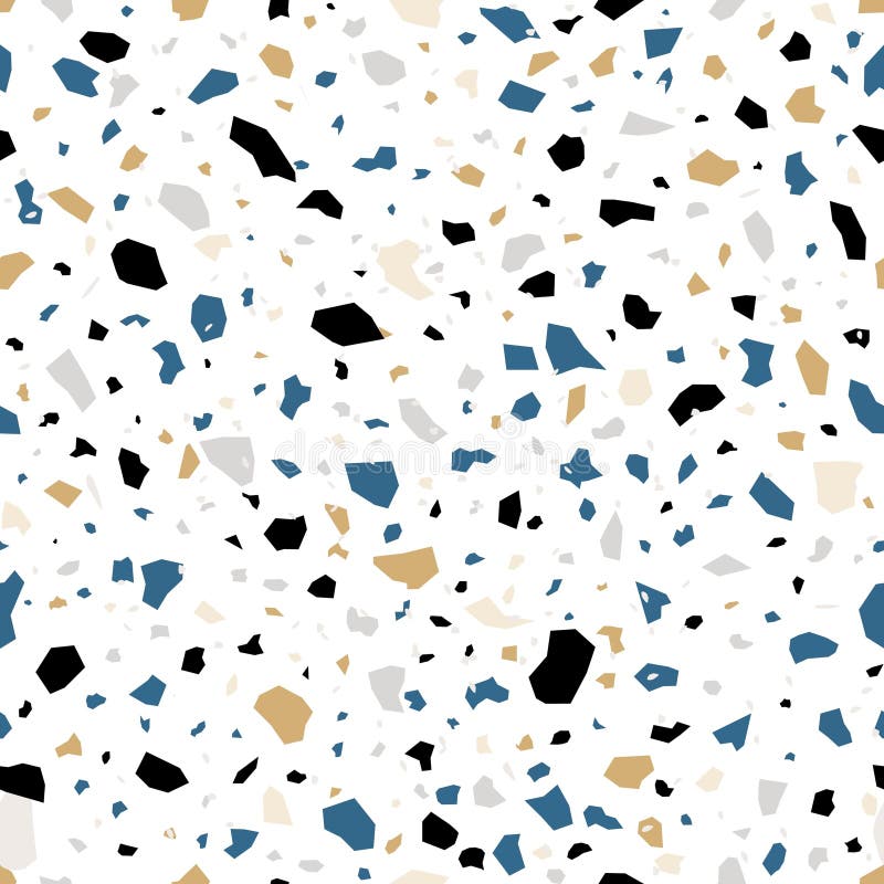 Terrazzo Black, Blue and Golden Marble Stone Floor Stock Vector ...