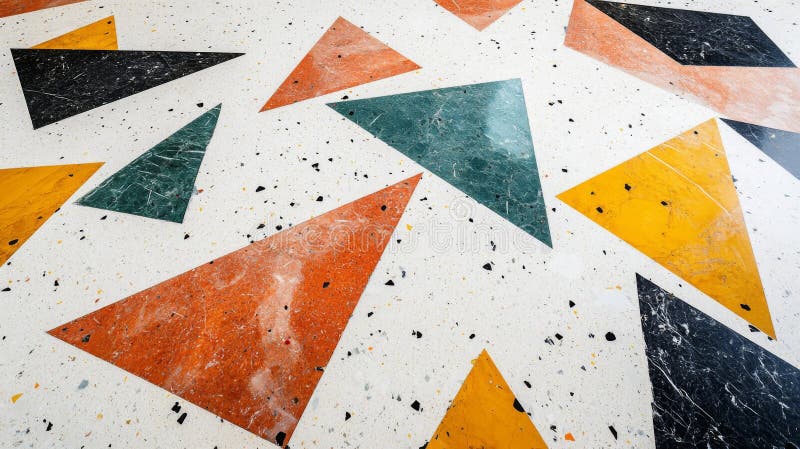 Terrazzo Floor with Geometric Marble Triangle Pattern Stock ...