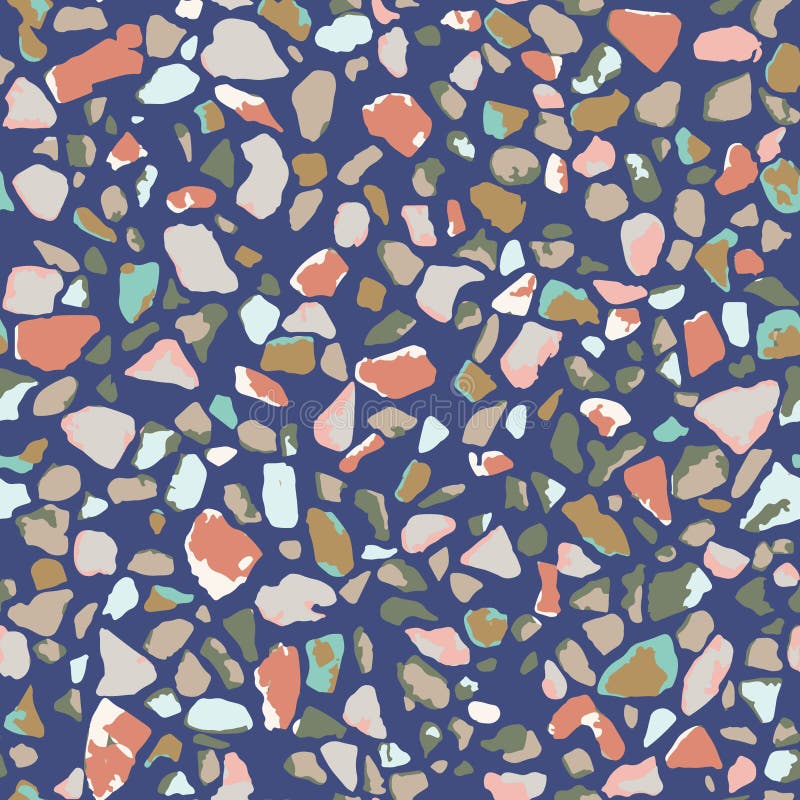 Terrazzo Flooring, Blue Seamless Pattern Background Texture. Abstract ...