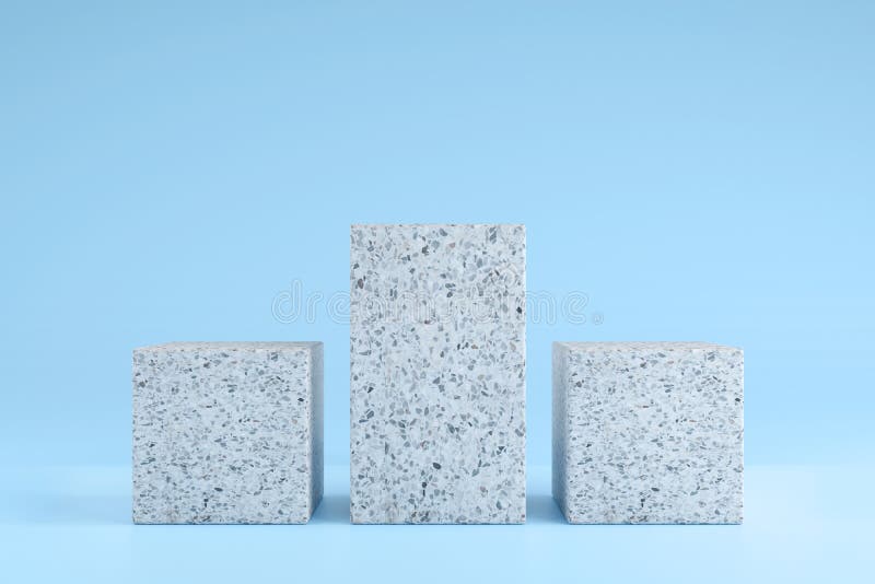 Terrazzo Marble Texture Podium Display on Blue Background, Stage for ...