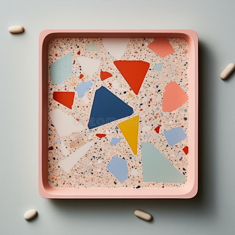 Terrazzo-patterned Paper Tray with Bright Fragments Stock Photo - Image ...