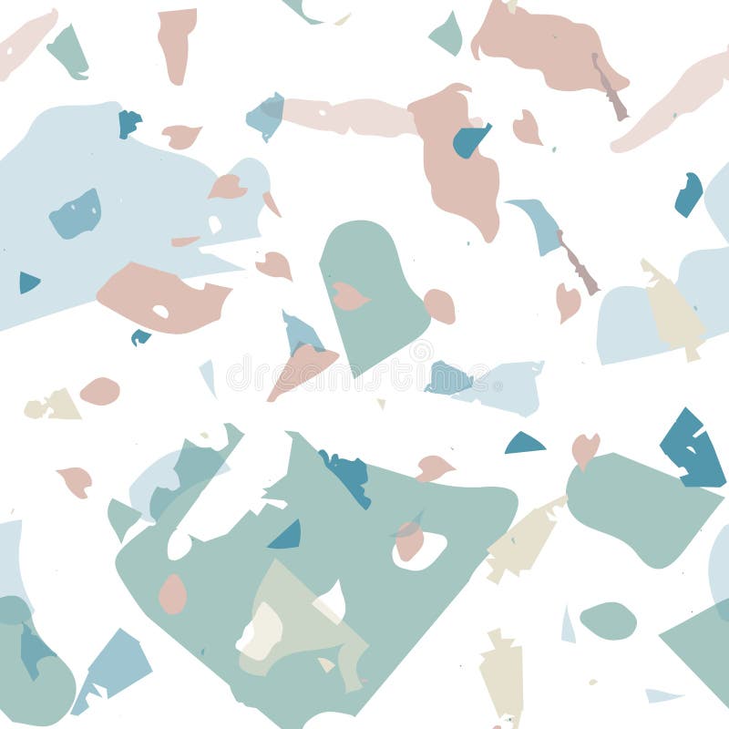 Terrazzo Seamless Pattern. Blue Classic Stock Vector - Illustration of ...