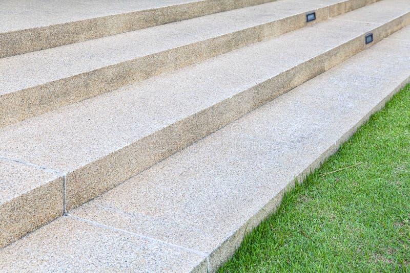 Terrazzo Steps and Green Lawn Outside the House Stock Image - Image of ...