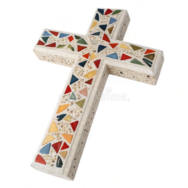 Terrazzo Style Cross Isolated on White Background Stock Illustration ...