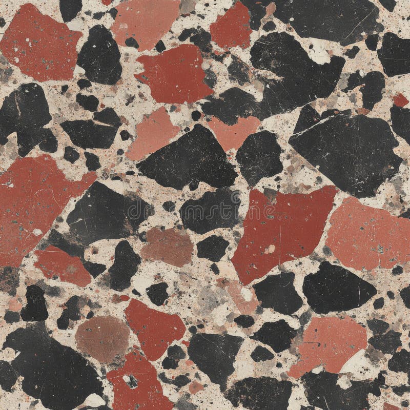 Terrazzo Surface with Red and Black Stone Fragments Stock Photo - Image ...