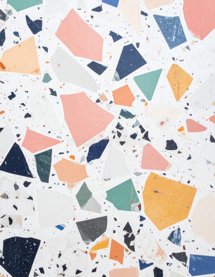 Terrazzo Texture with Colorful Chips on White Surface Abstract ...
