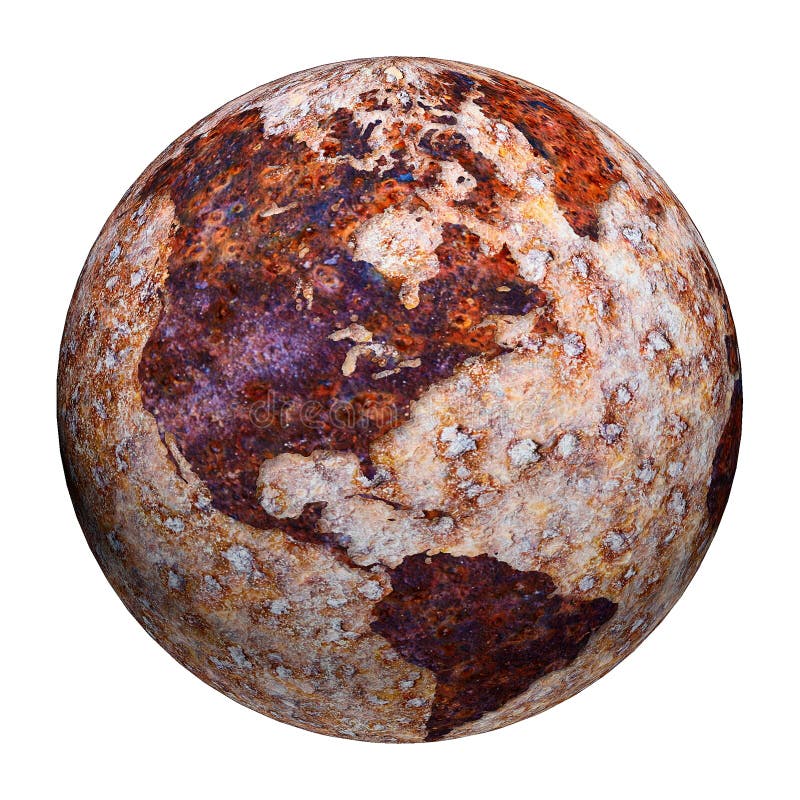 Terrestrial Globe - Corrosion Stains on Iron Stock Illustration ...