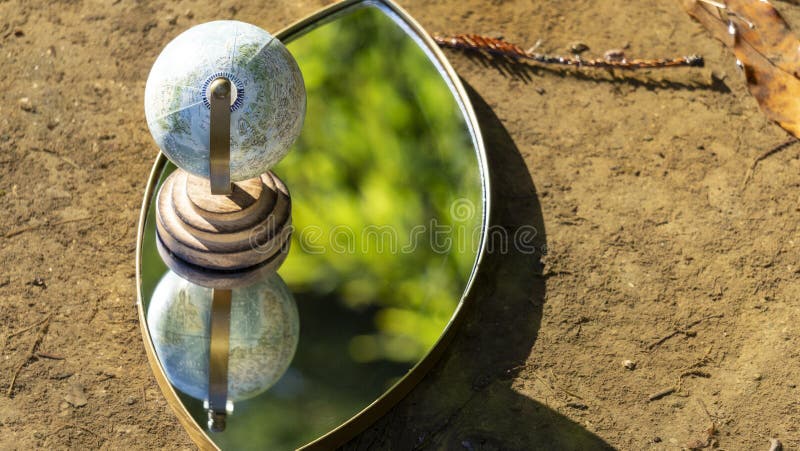 Terrestrial Globe Placed on an Eye-shaped Mirror, Itself Placed on the ...