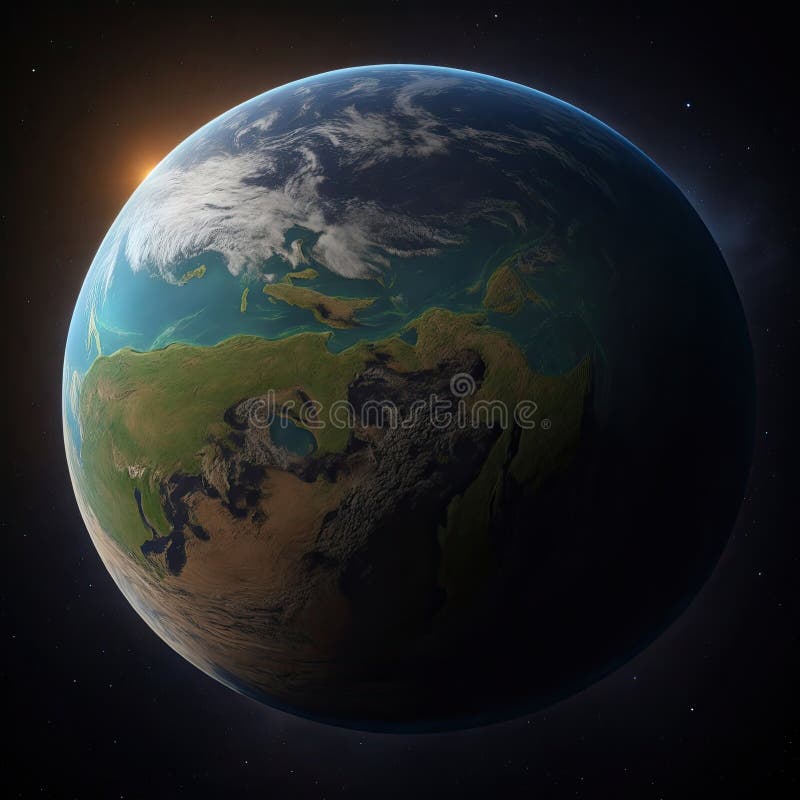 Terrestrial Planet, View from Space Stock Illustration - Illustration ...