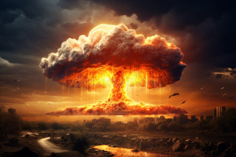Terrible Atomic Explosion of a Nuclear Bomb with a Mushroom Cloud of ...