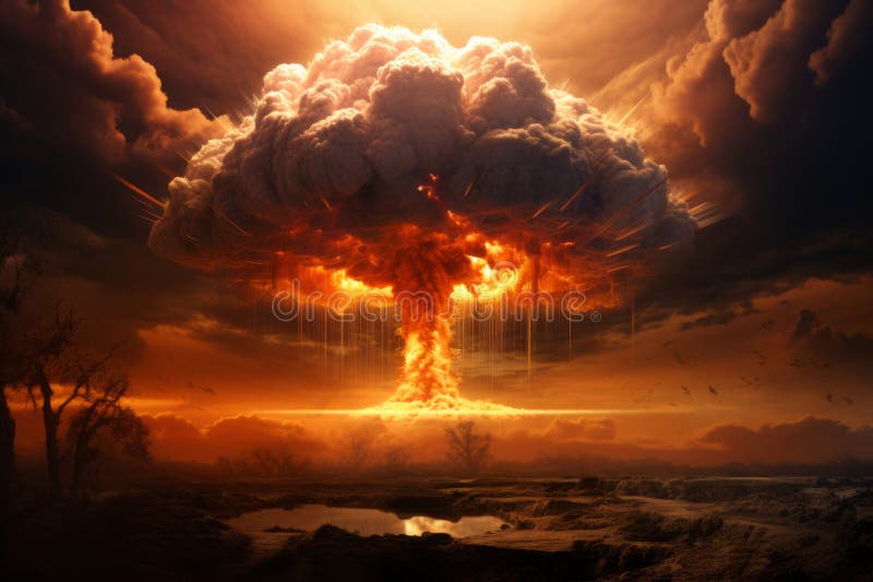 Terrible Atomic Explosion of a Nuclear Bomb with a Mushroom Cloud of ...