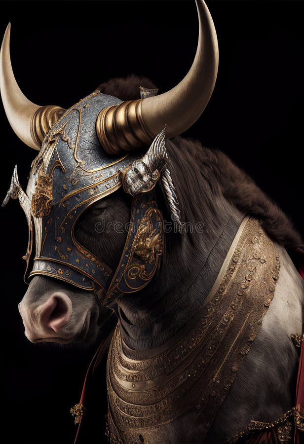 Terrible Bull in Ancient Armor. AI Generated Stock Illustration ...
