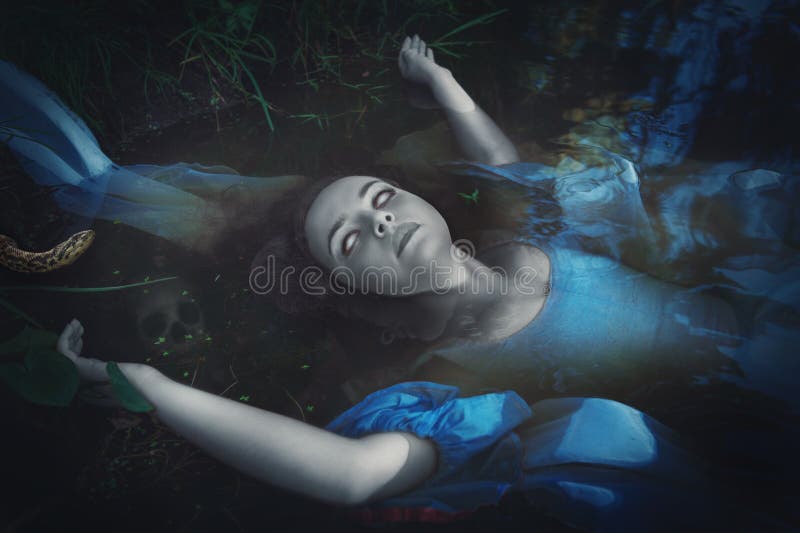 Terrible Drowned Dead Ghost Woman Stock Photo - Image of conceptual ...