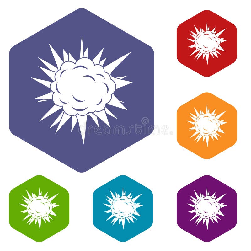 Terrible Explosion Icons Set Hexagon Stock Vector - Illustration of ...