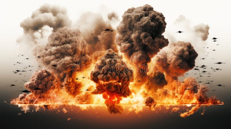 Terrible Explosion of Many Nuclear Bombs Stock Illustration ...