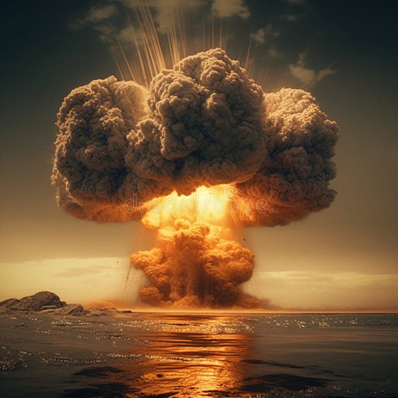 Terrible Explosion of a Nuclear Bomb with a Mushroom in the Desert ...