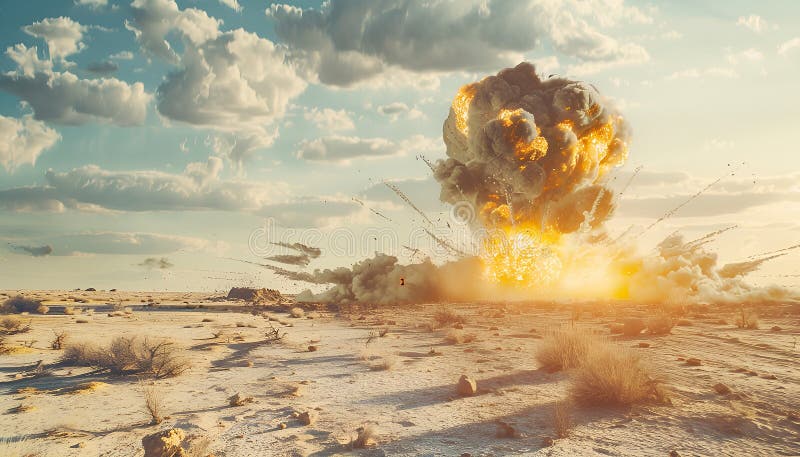 Terrible Explosion of a Nuclear Bomb with a Mushroom in the Desert ...