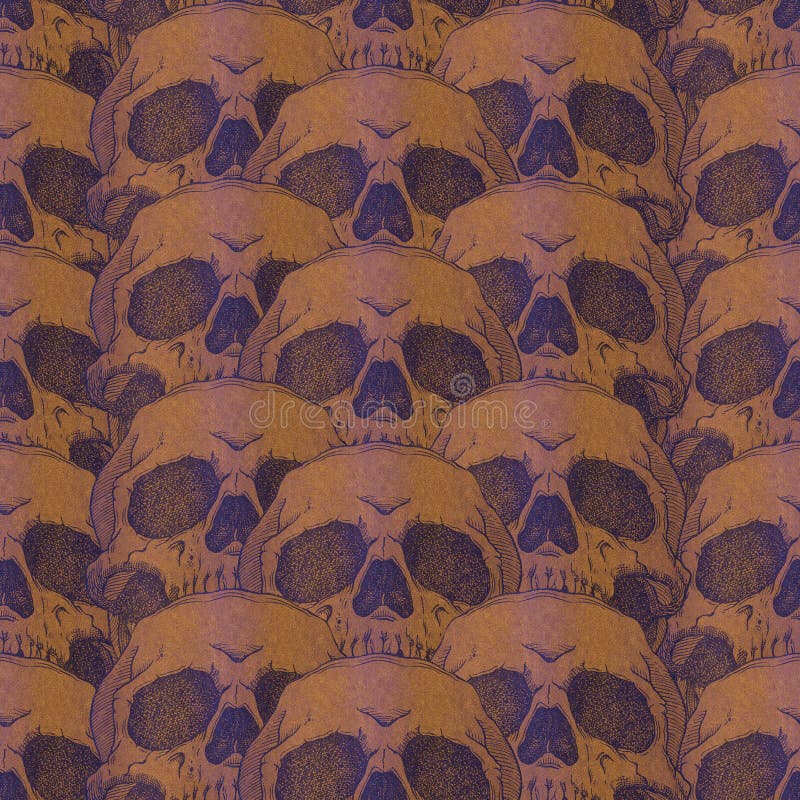 Terrible Frightening Seamless Pattern with Skull Stock Image - Image of ...