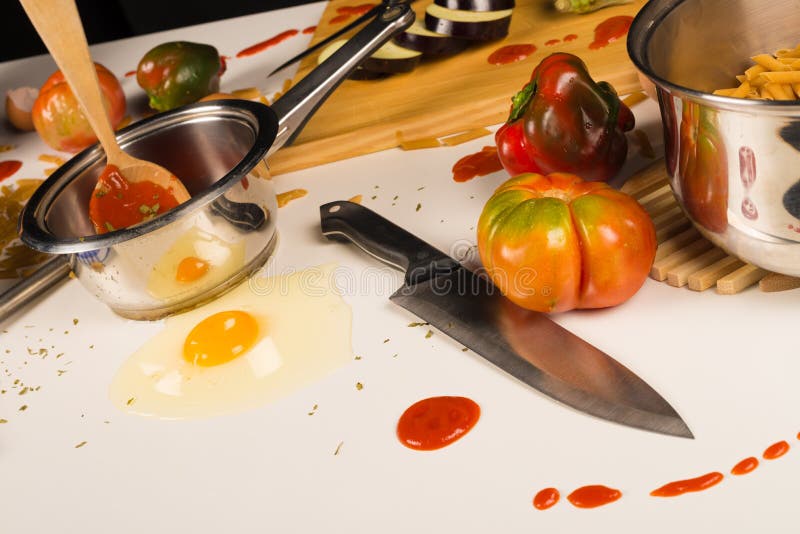 Untidy cooking stock photo. Image of disorganized, utensils - 31677092