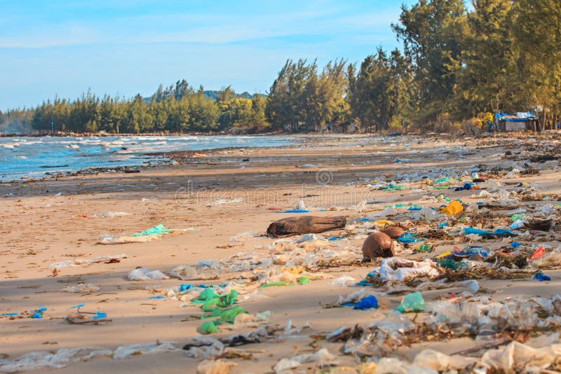 Terrible Pollution of the Ocean Shore. Stock Image - Image of loading ...