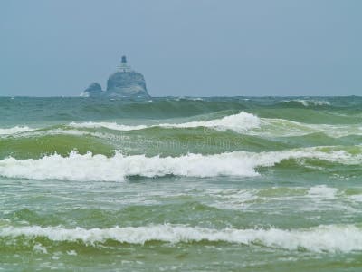 Terrible Tilly Lighthouse on Oregon Coast Stock Image - Image of cloudy ...