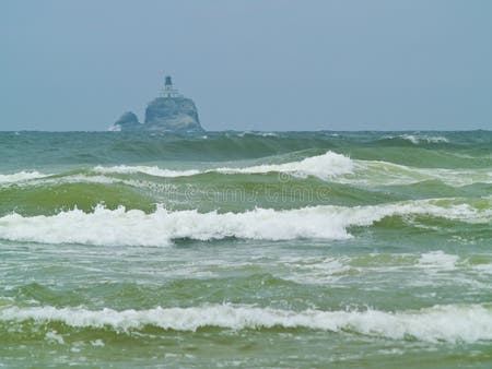Terrible Tilly Lighthouse on Oregon Coast Stock Image - Image of cloudy ...