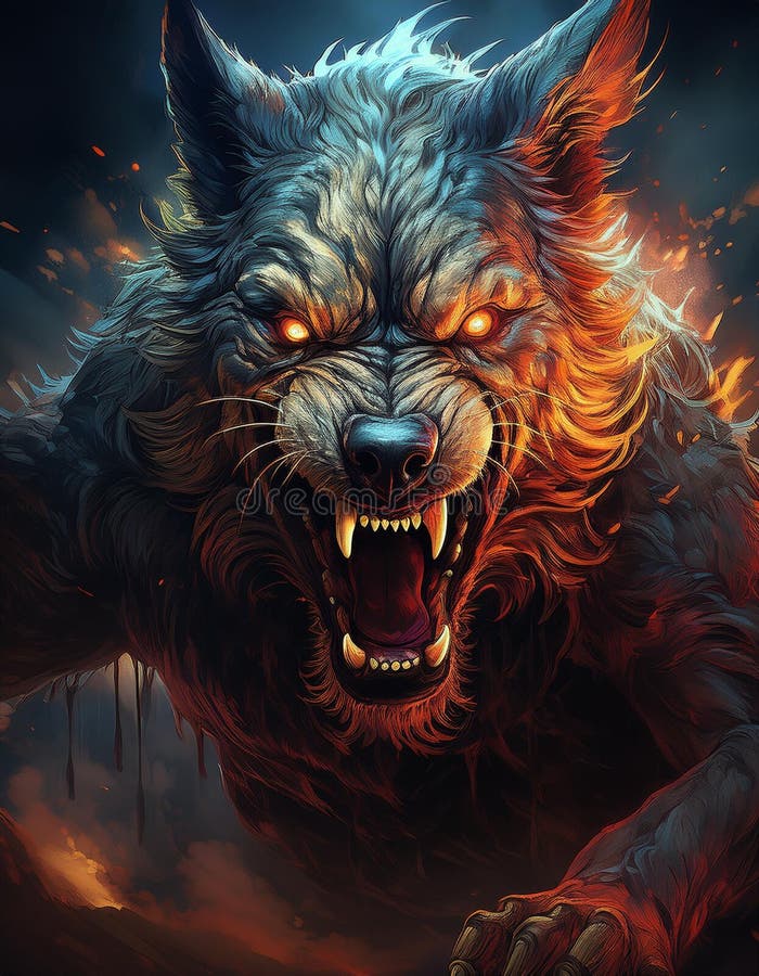 Terrible Wild Dog in a Threatening Attitude Stock Illustration ...