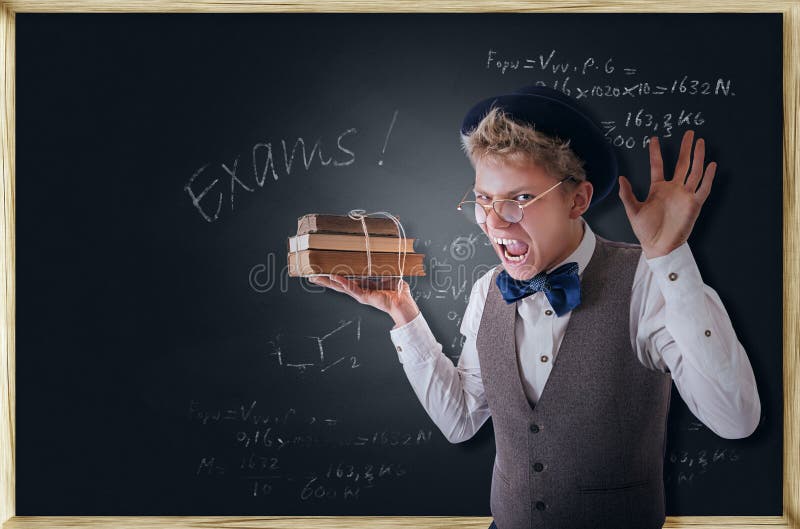 Terribly Screaming Student with Books Stock Photo - Image of professor ...