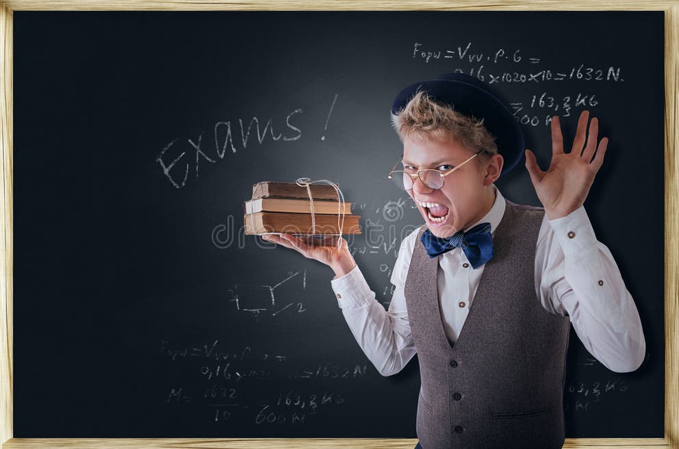 Terribly Screaming Student with Books Stock Photo - Image of professor ...
