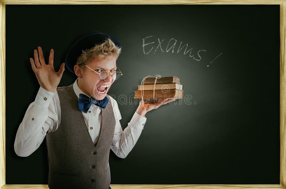 Terribly Screaming Student with Books Stock Image - Image of ...