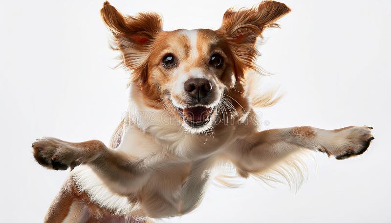 Terrier Dog Isolated on White Jumping and Flying High Stock ...