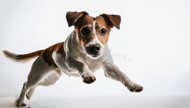 Terrier Dog Isolated on White Jumping and Flying High Stock ...