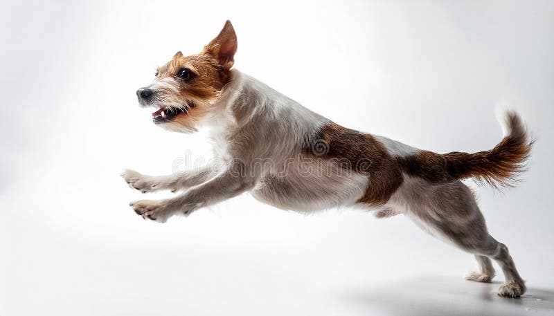 Terrier Dog Isolated on White Jumping and Flying High Stock ...