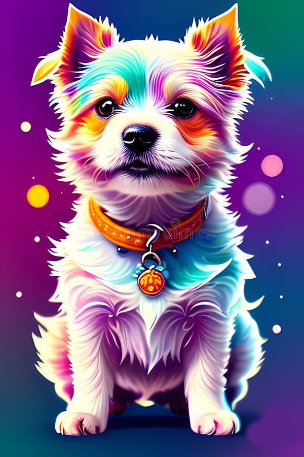 Terrier Dog Surrounded by Orbs Stock Illustration - Illustration of ...