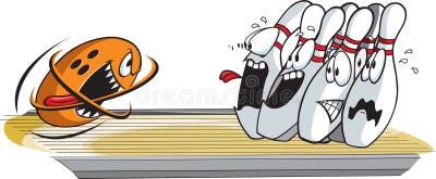 Terrified Bowling Pins stock illustration. Illustration of strike ...