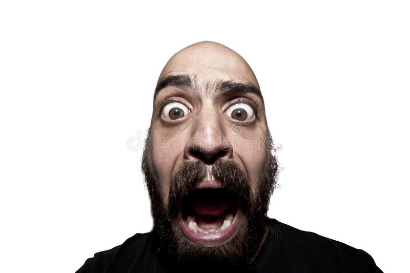 Terrified man with a beard stock image. Image of worried - 19334693